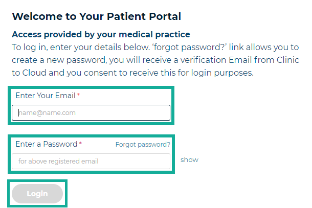 Logging into the Patient Portal